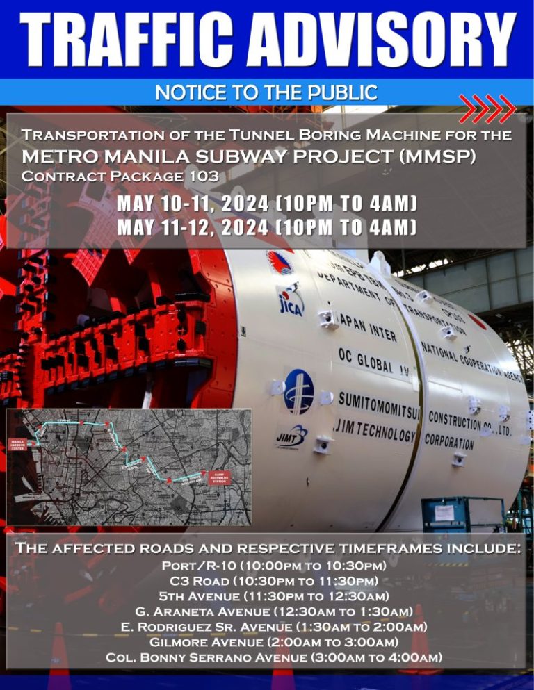 Traffic Advisory: Second (2nd) TBM for MMSP-CP103 transportation ...